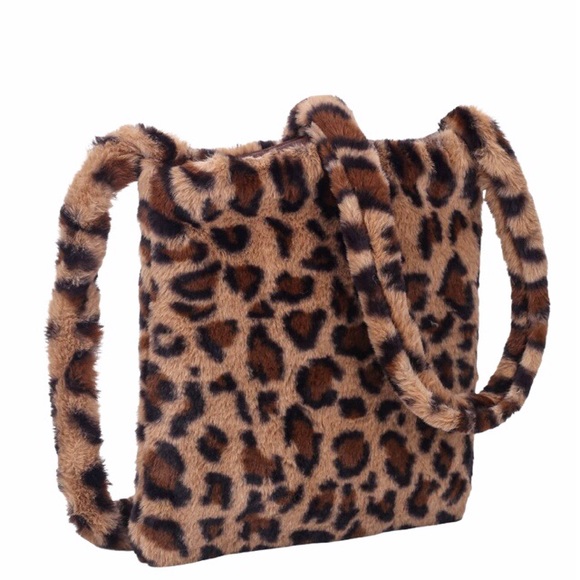 Bags | Leopard Print Fluffy Crossbody Shoulder Bag | Poshmark
